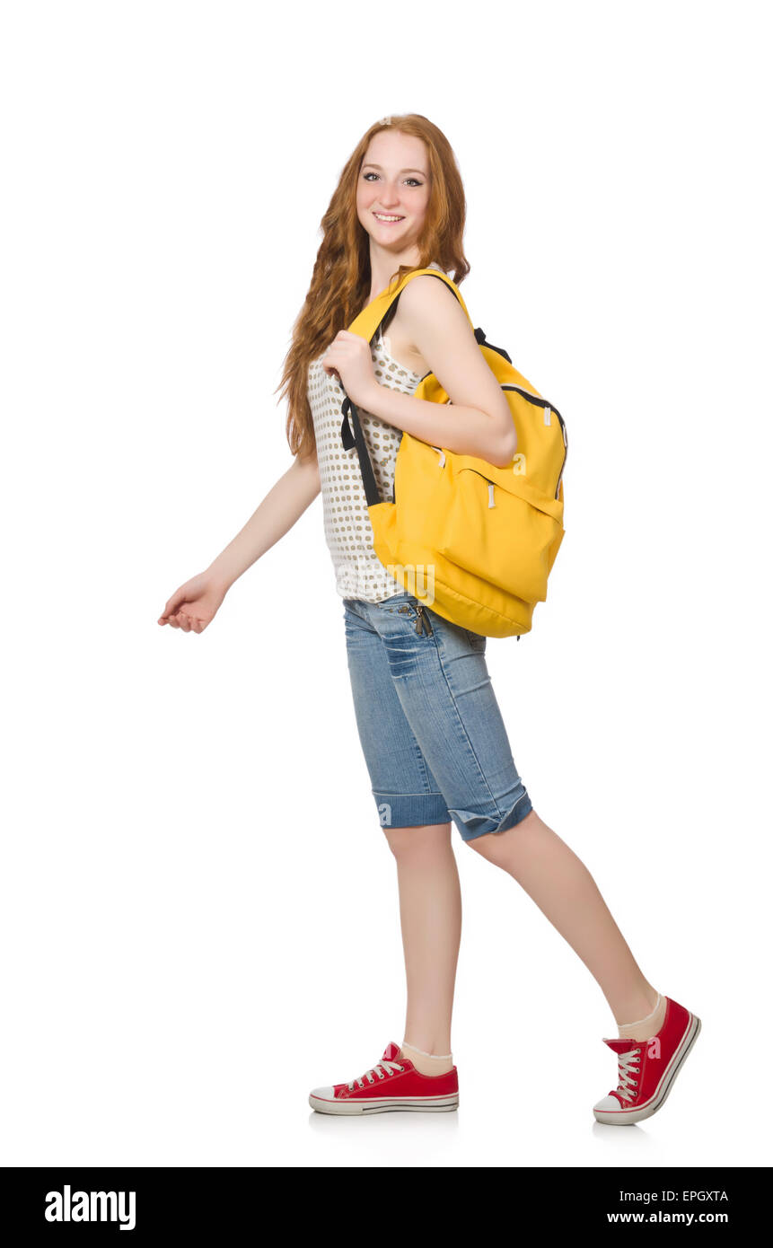 Young student isolated on the white background Stock Photo - Alamy