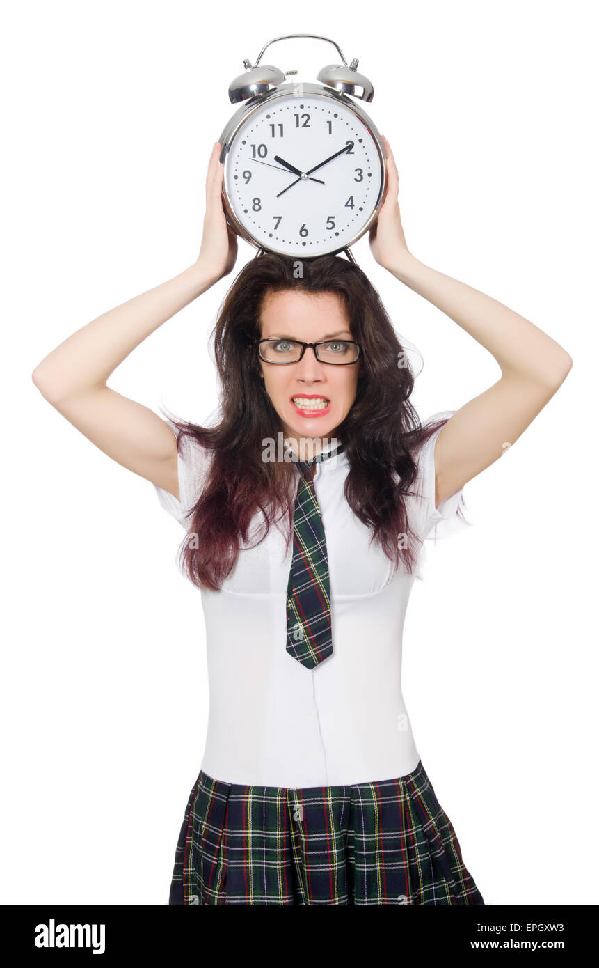 Student missing her deadlines isolated on white Stock Photo - Alamy