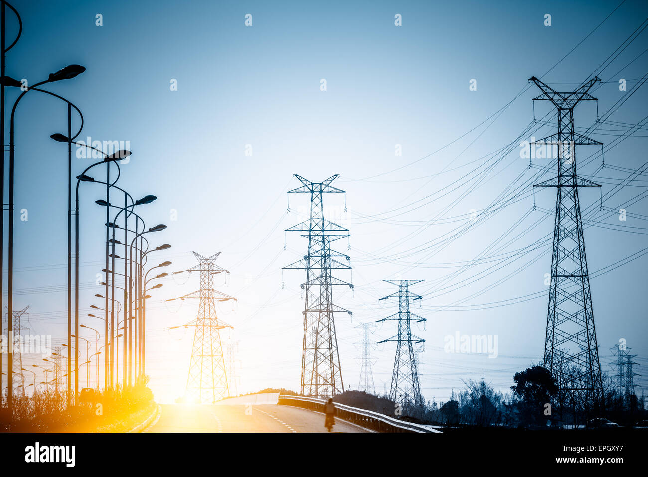 High voltage towers transportation electricity hi-res stock photography ...