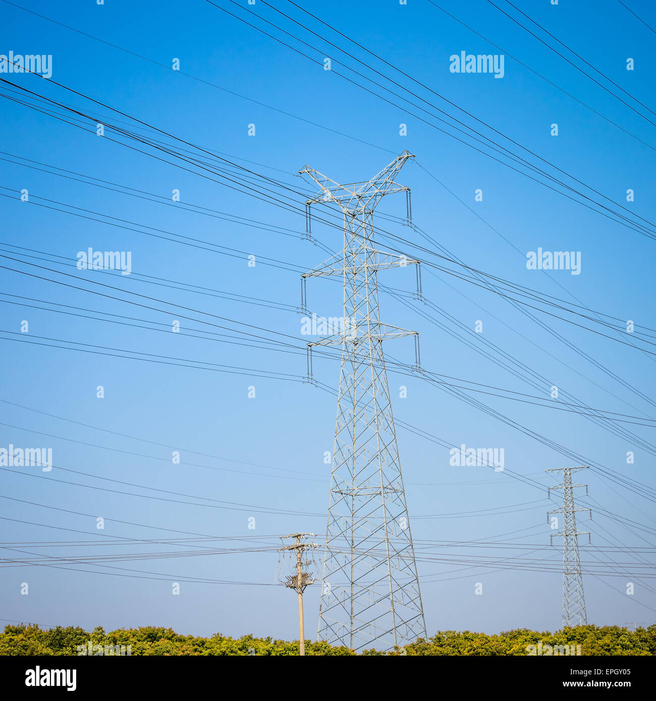 High voltage towers Stock Photo - Alamy