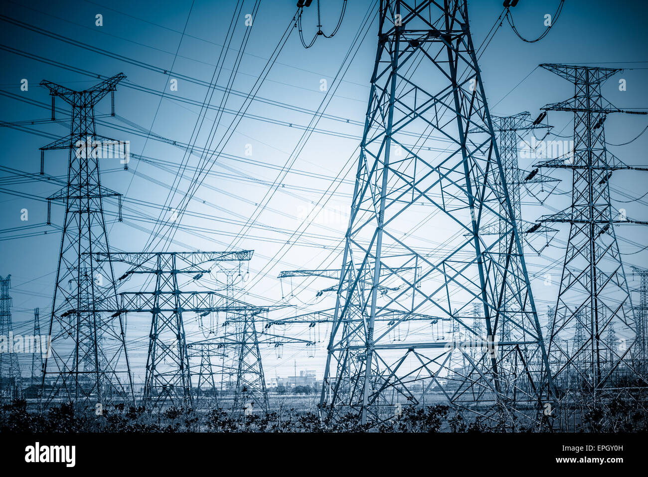 High voltage towers Stock Photo - Alamy