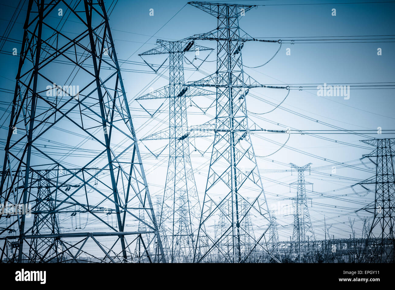 High voltage towers Stock Photo - Alamy