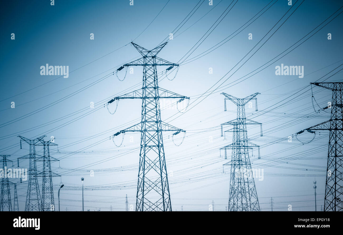 High voltage towers Stock Photo - Alamy