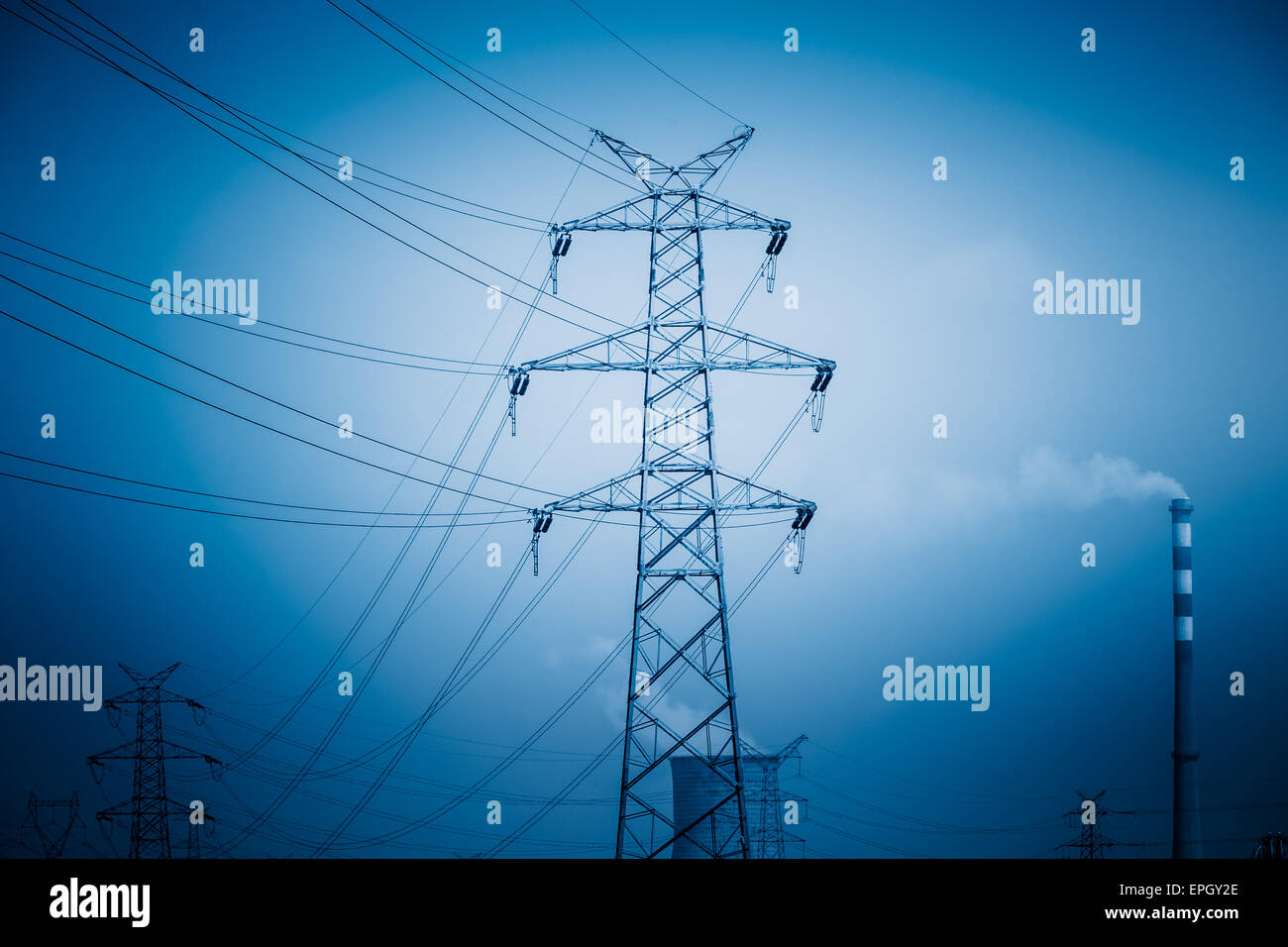 High voltage towers Stock Photo - Alamy