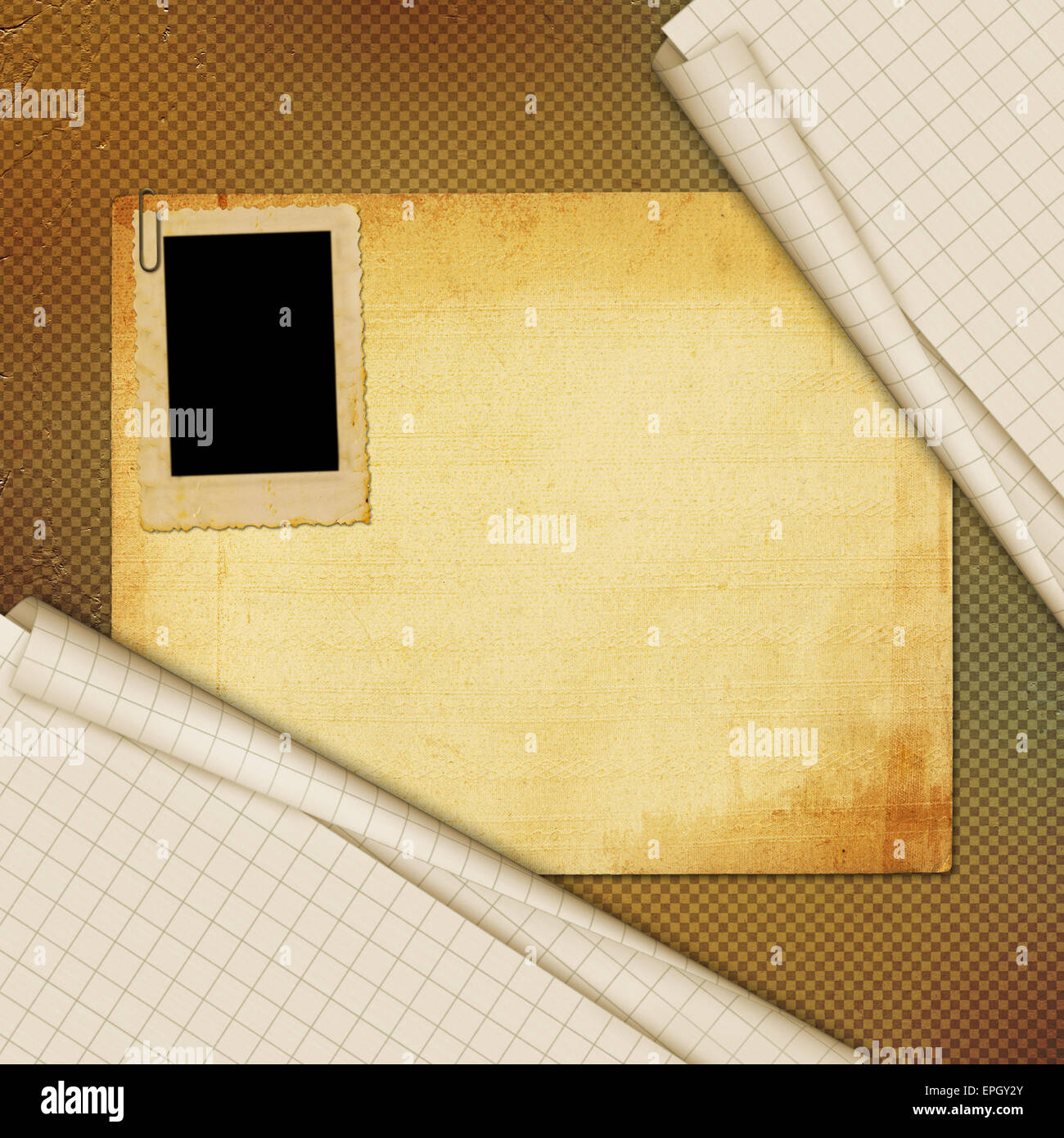 Sheets school notebook paper on the abstract background Stock Photo - Alamy