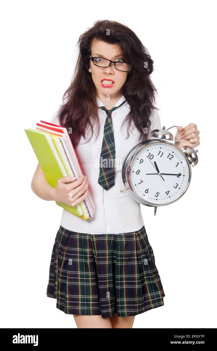 Young student missing exam deadline isolated on white Stock Photo - Alamy