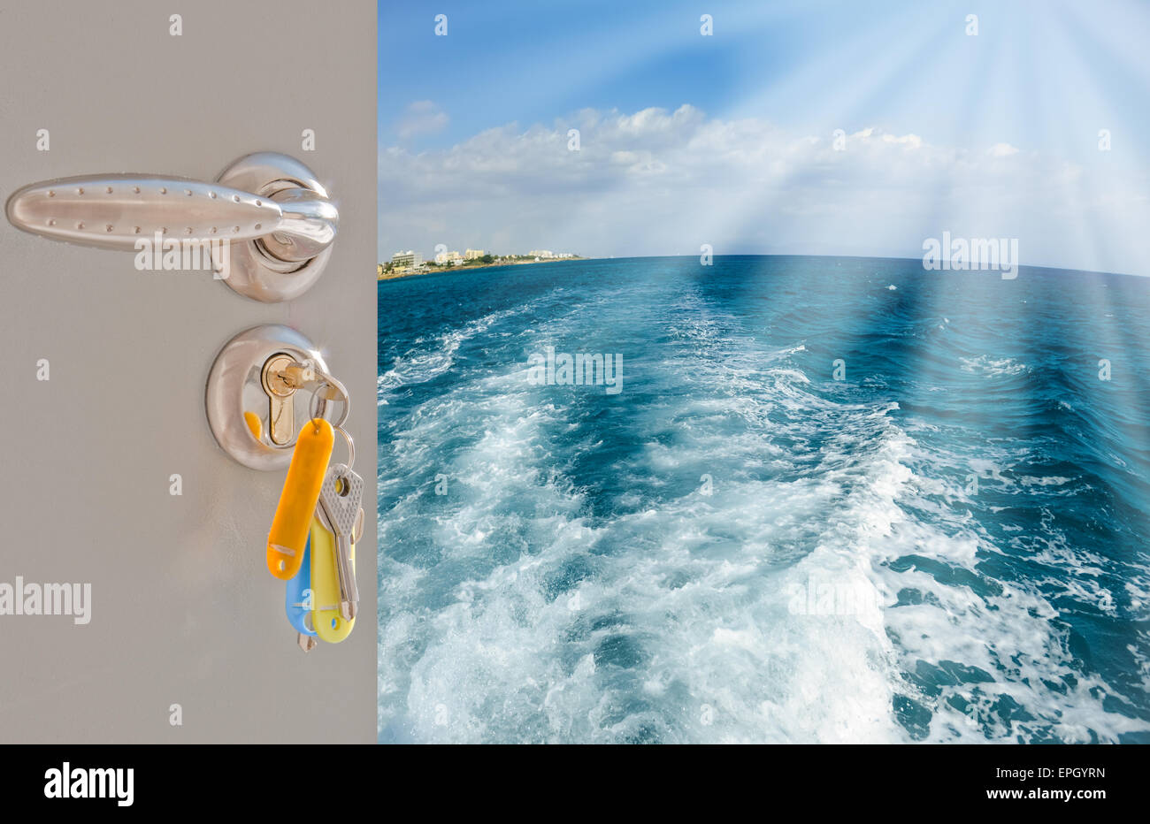 open door with a sea view Stock Photo - Alamy
