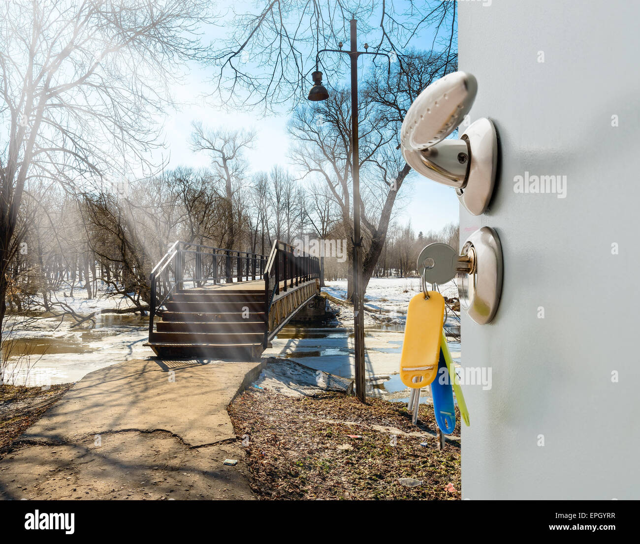 open door ladder Stock Photo - Alamy