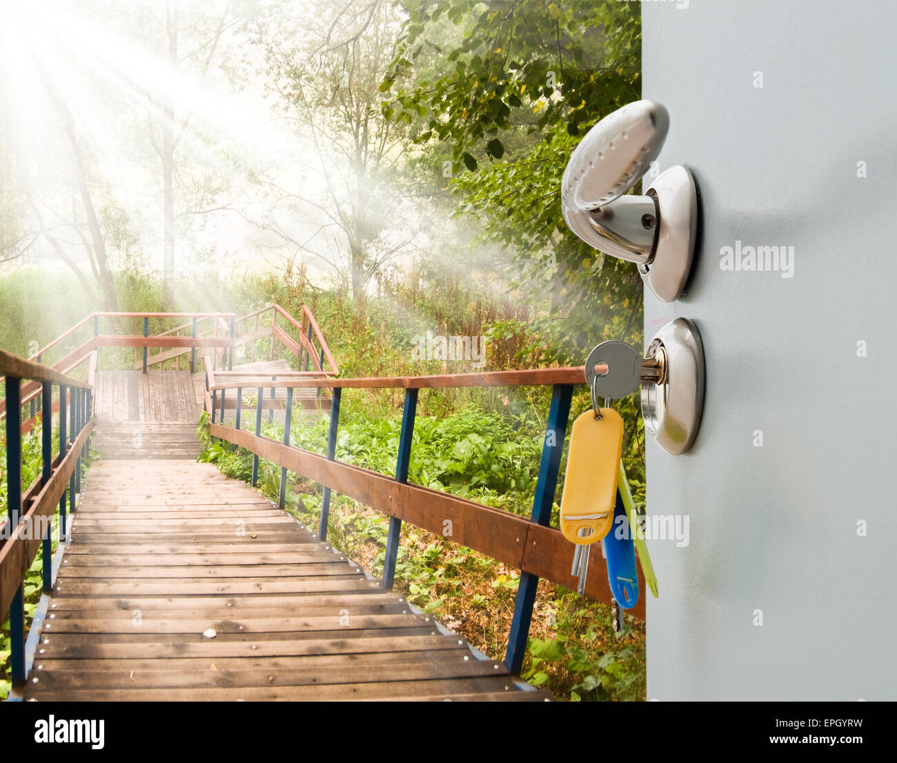 open door ladder Stock Photo - Alamy