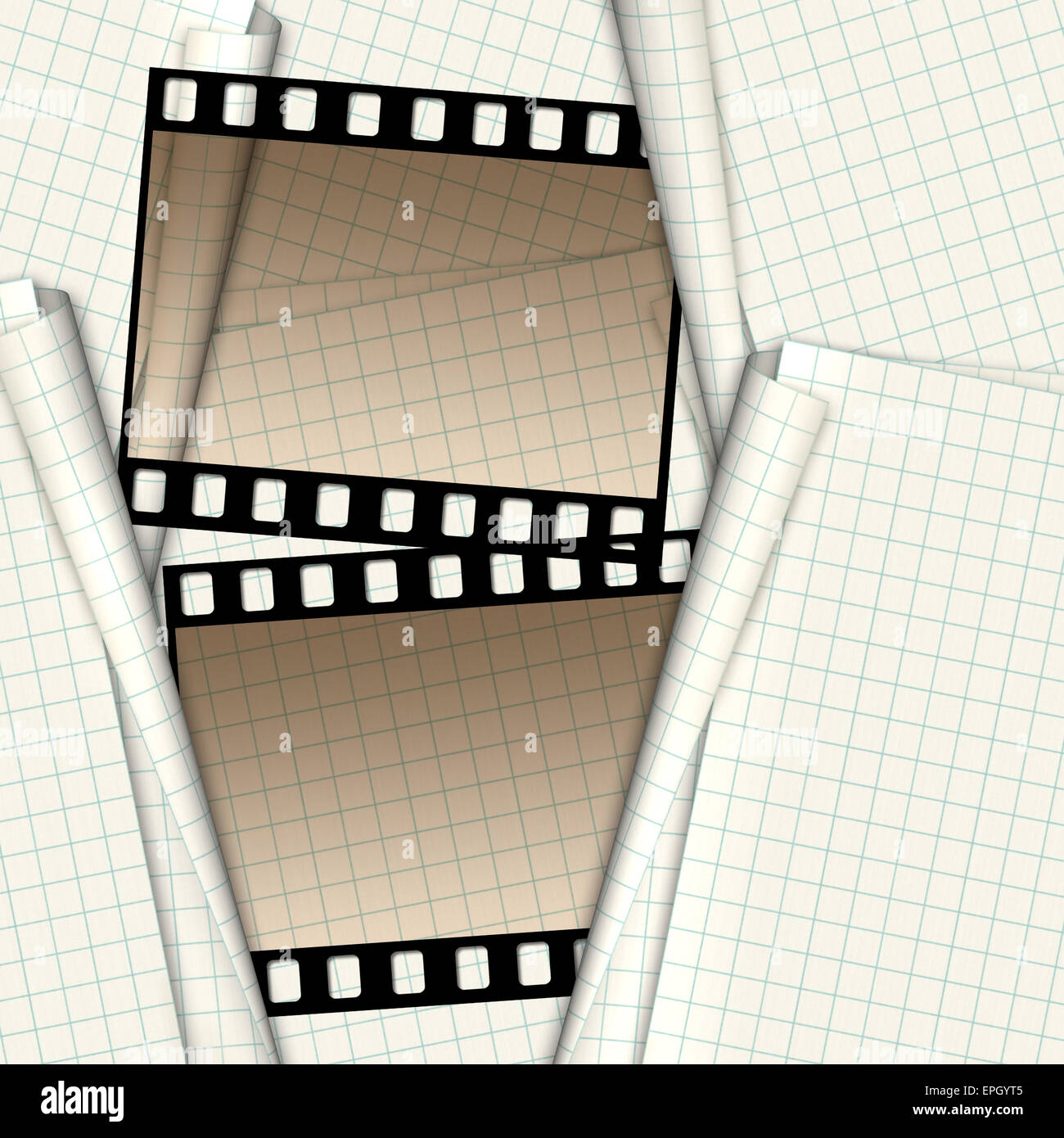 Old paper slides for photos on notebook sheet Stock Photo - Alamy