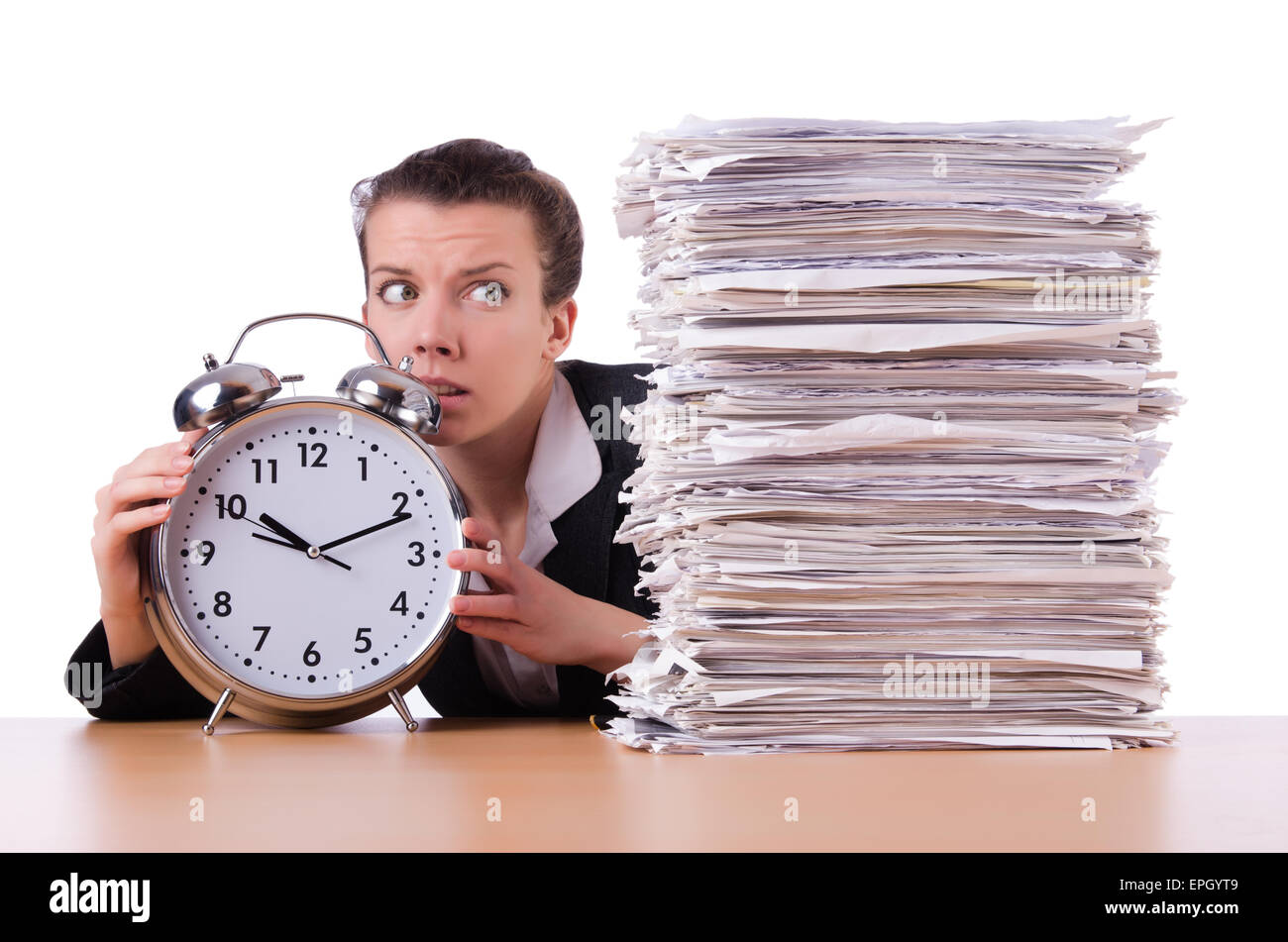 Woman businesswoman under stress missing her deadlines Stock Photo - Alamy