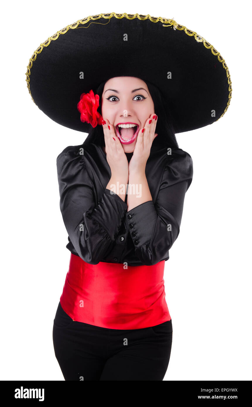 Mexican woman isolated on the white background Stock Photo - Alamy