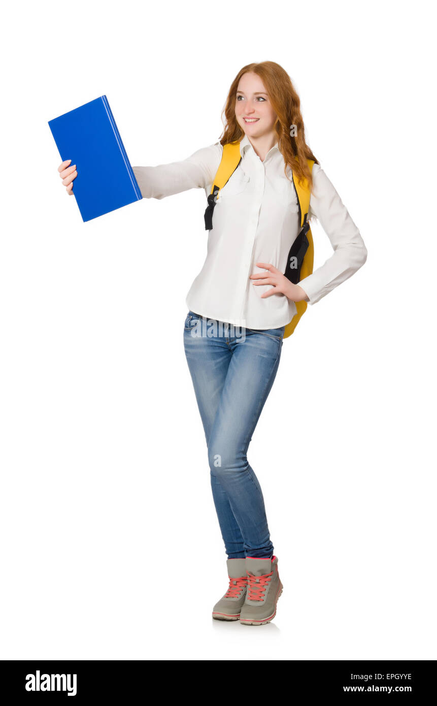 Young student isolated on the white background Stock Photo - Alamy
