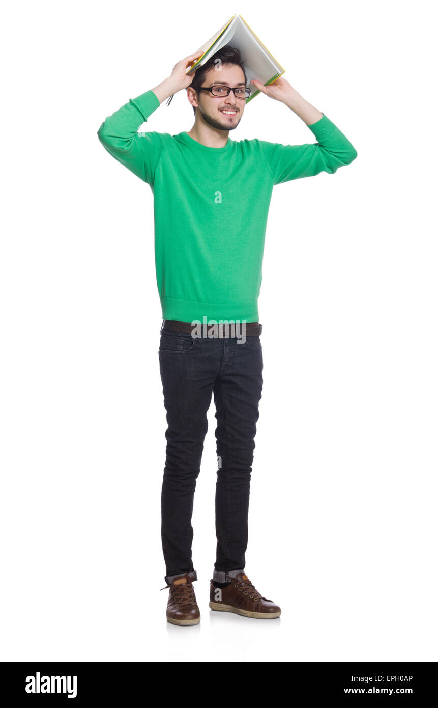 Young student isolated on the white background Stock Photo - Alamy