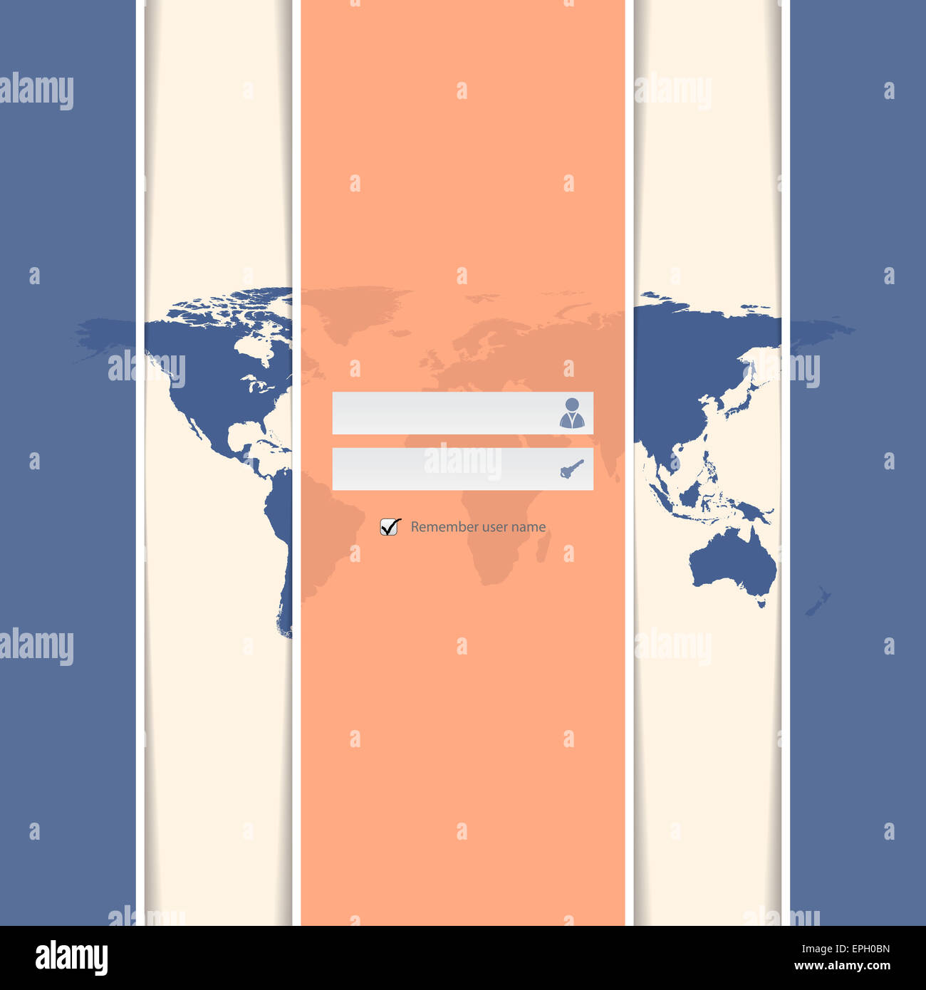 Classy striped login screen with world map in the background Stock ...