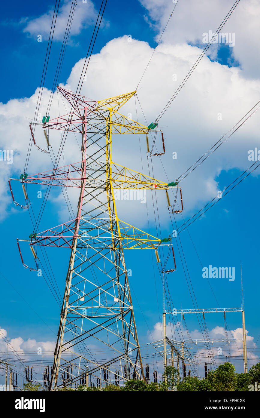 High voltage towers Stock Photo - Alamy