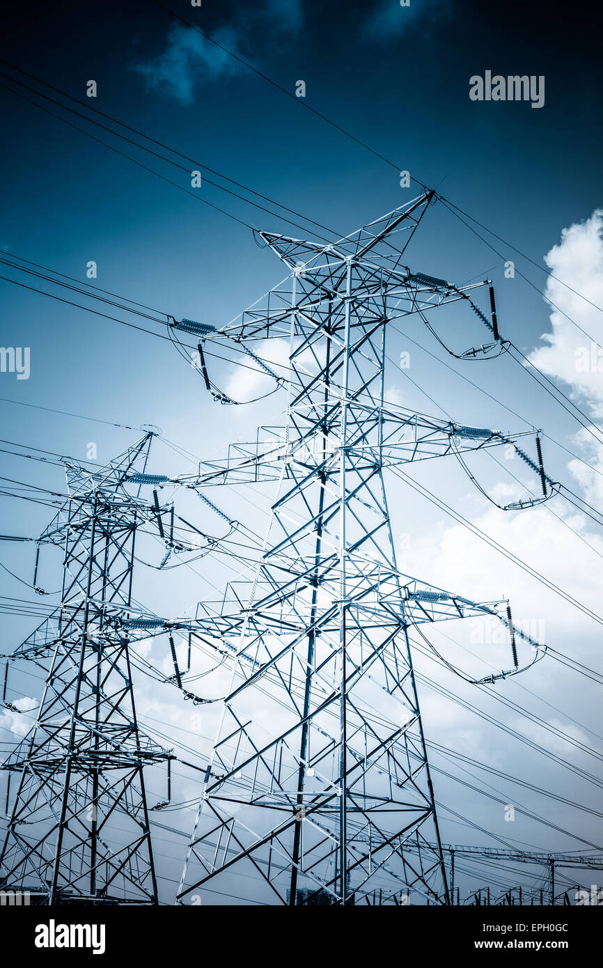 High voltage towers Stock Photo - Alamy