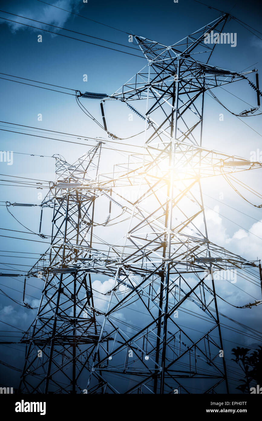 High voltage towers Stock Photo - Alamy