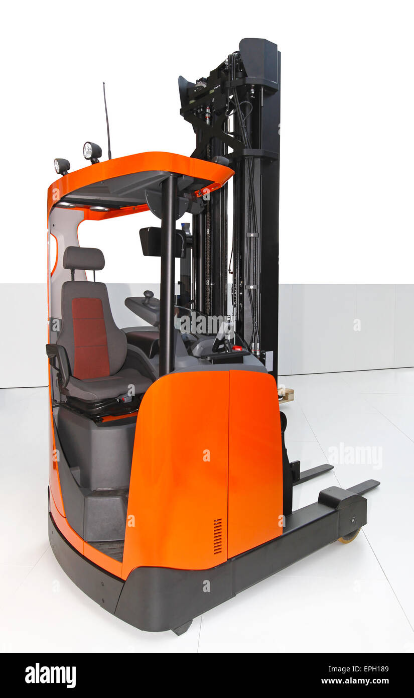 Orange warehouse forklift hi-res stock photography and images - Alamy