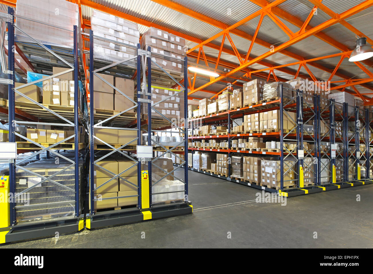 Mobile shelving system Stock Photo - Alamy
