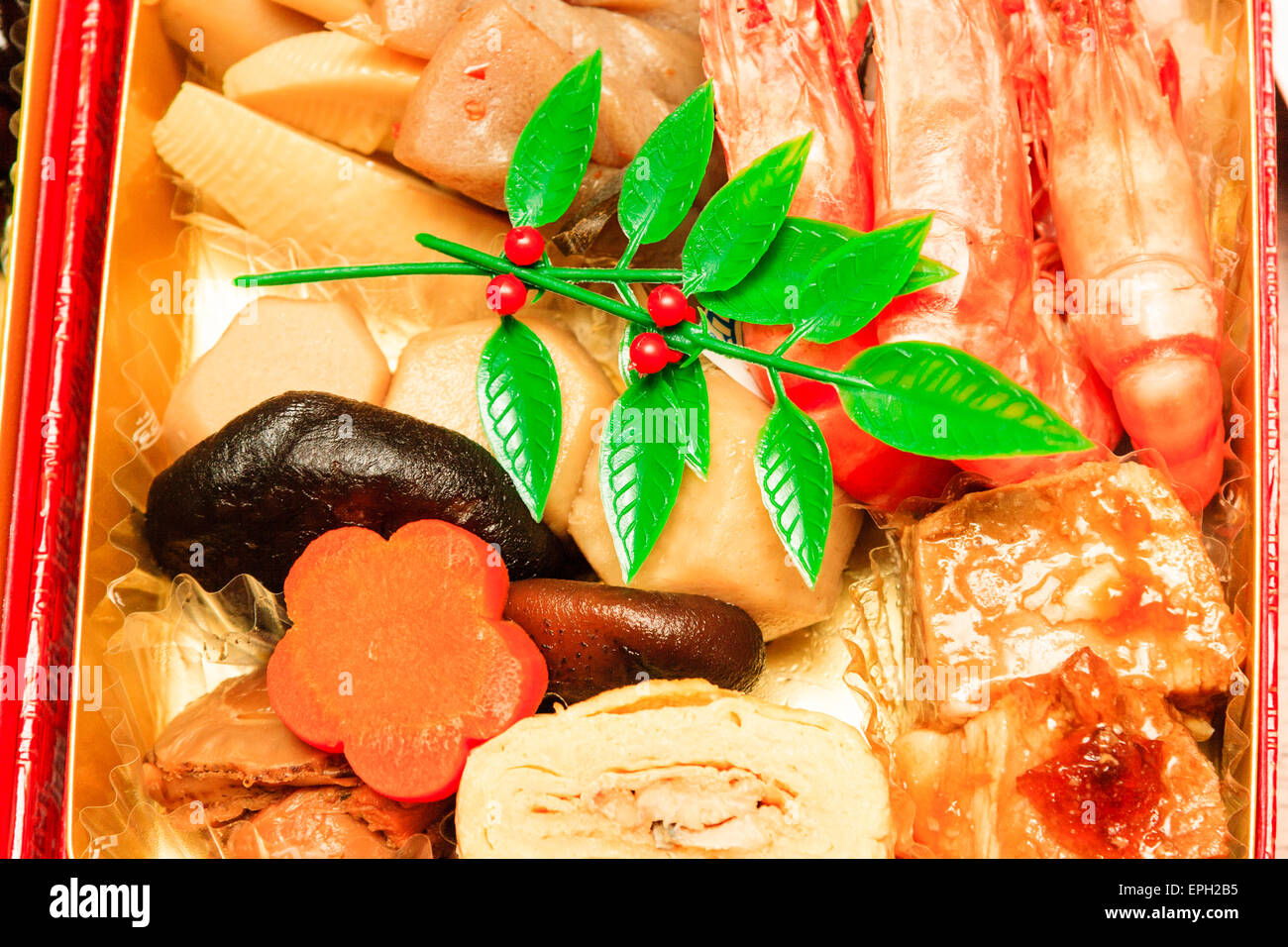 A Japanese new year food set on a table. Called an Osechi-ryori, and ...