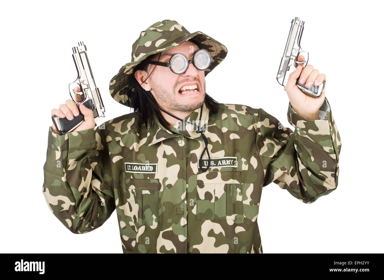 Funny soldier in military concept Stock Photo - Alamy