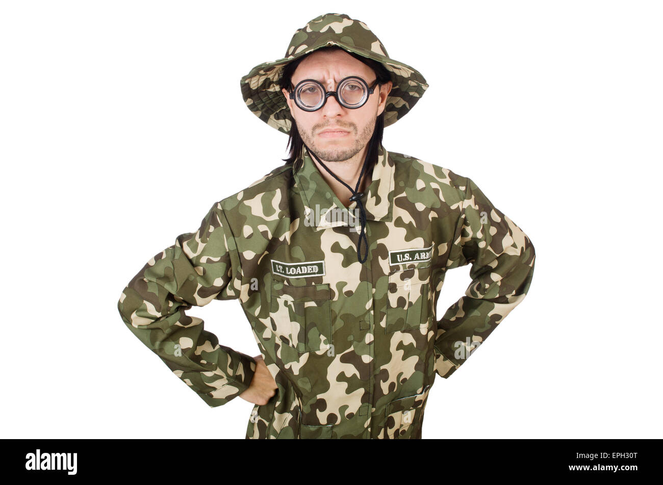Funny soldier in military concept Stock Photo - Alamy