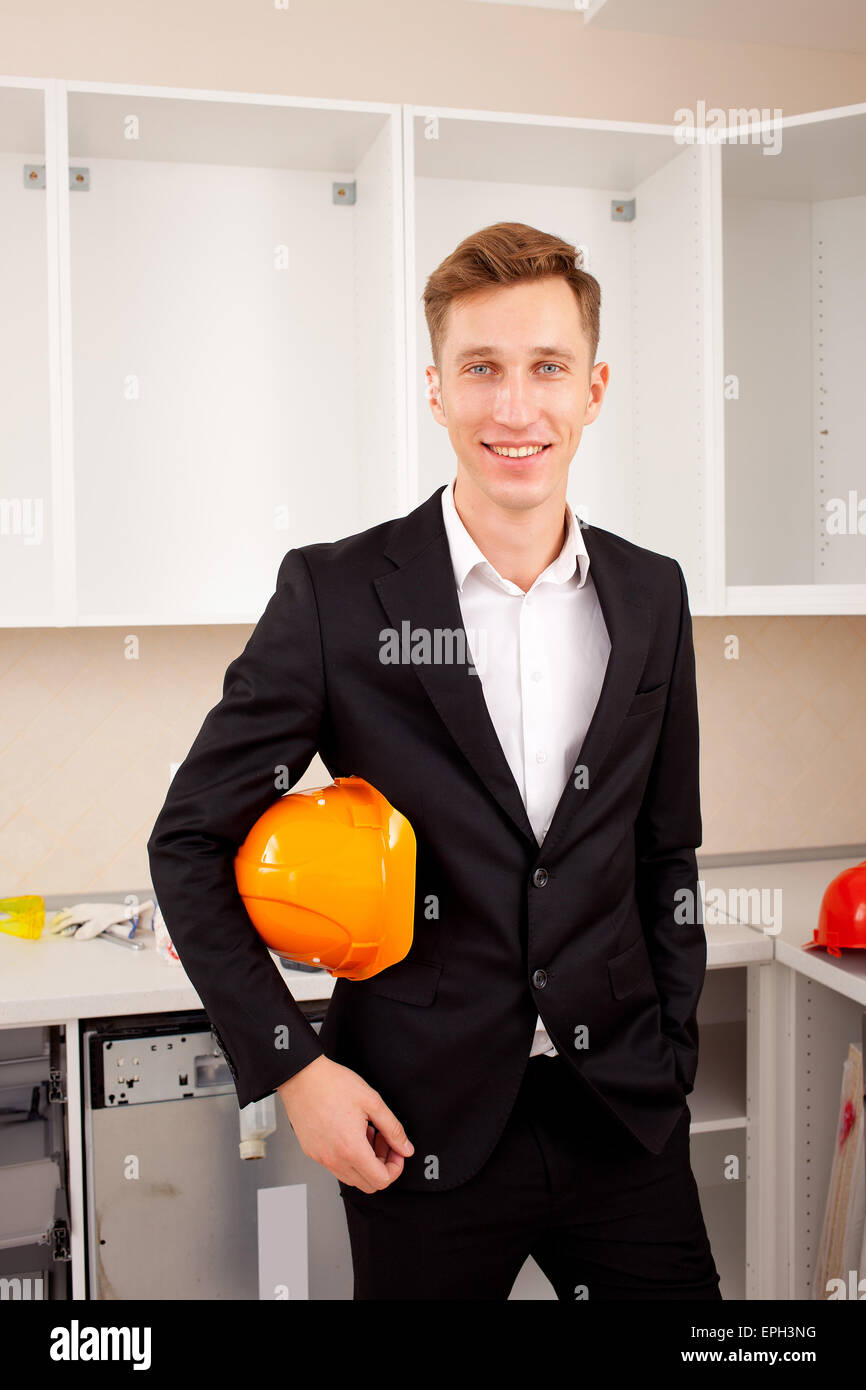 engineer in the new interior Stock Photo - Alamy