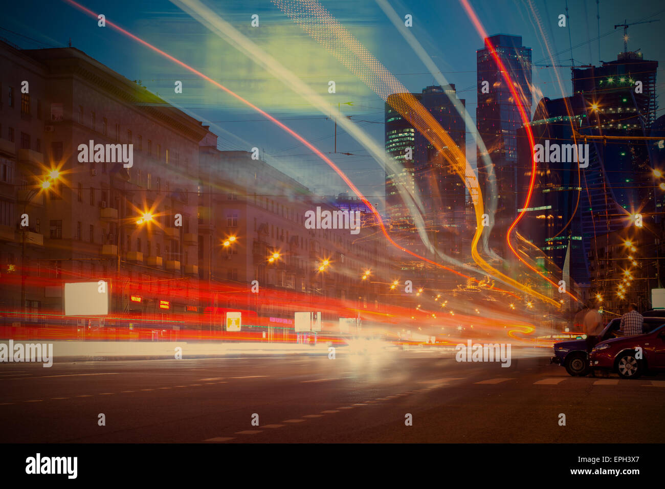Moscow city night landscape Stock Photo - Alamy