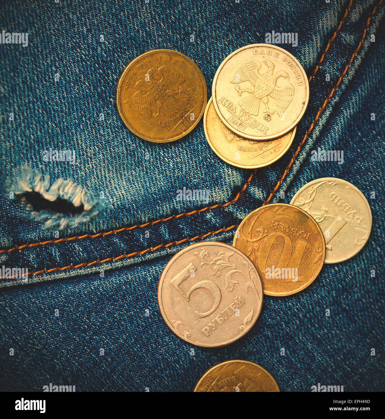 Denim pocket coins hi-res stock photography and images - Alamy
