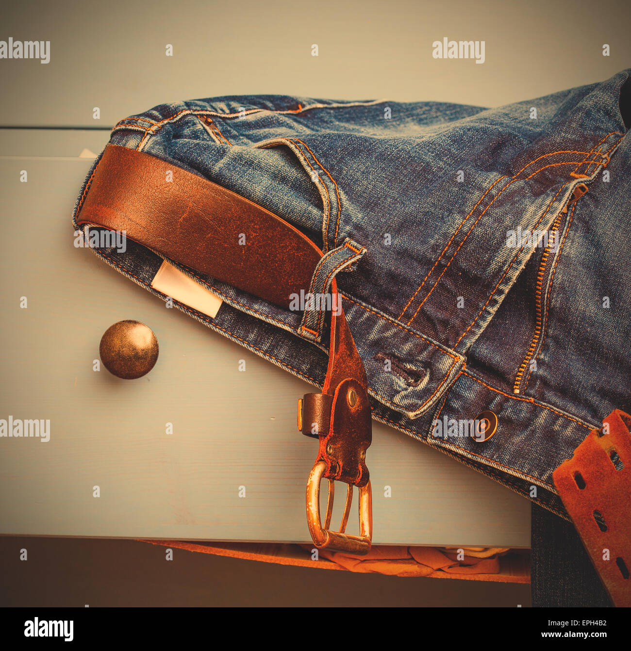 aged blue jeans Stock Photo - Alamy