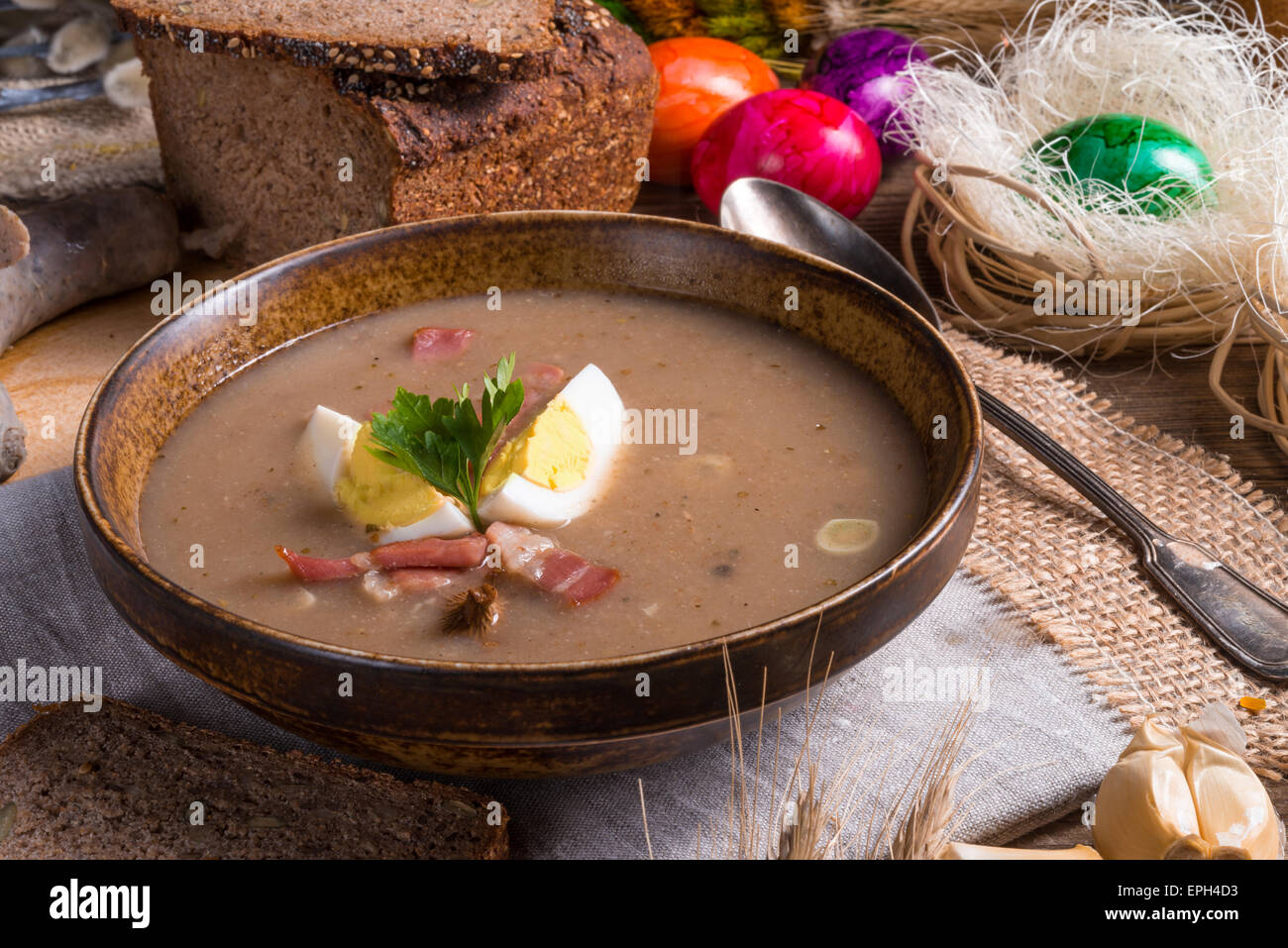 polish Sour rye soup Stock Photo - Alamy