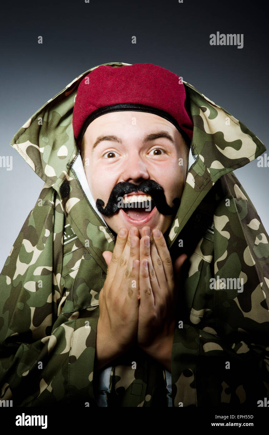 Funny soldier in military concept Stock Photo - Alamy