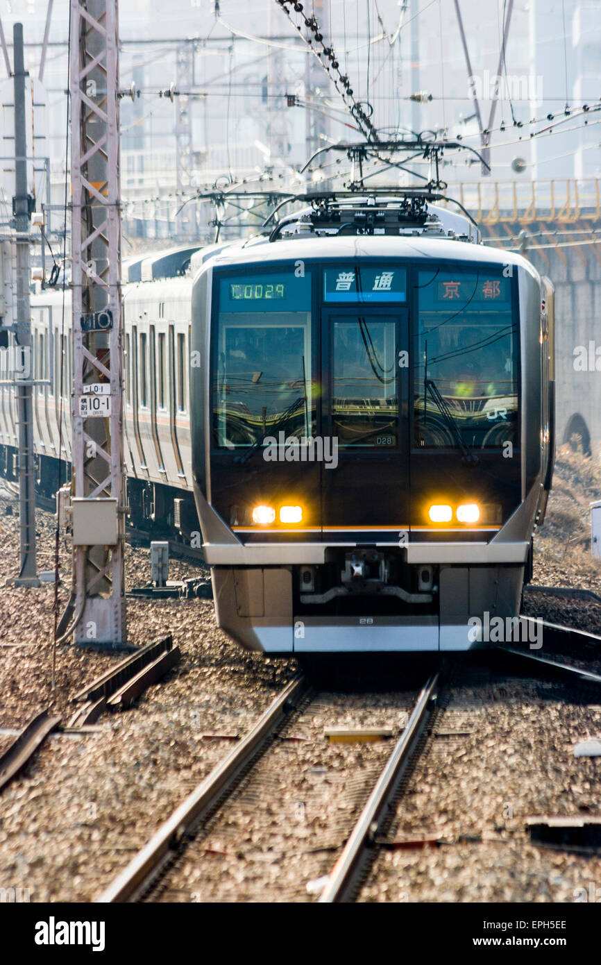 Japan. Japanese Railways, JR, Communter train , approaching. A 321 ...