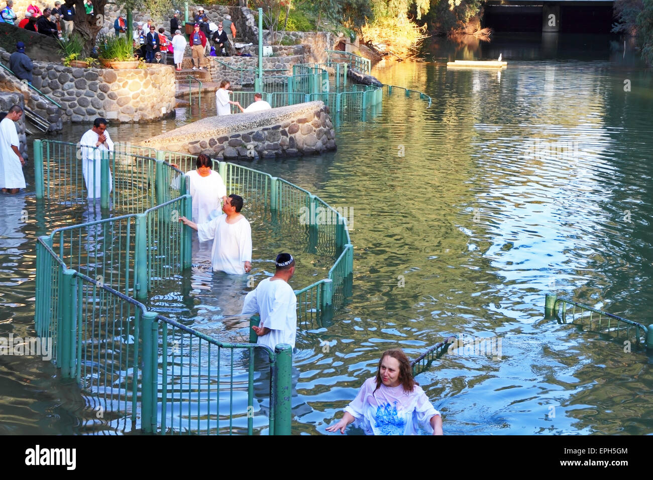 Christian pilgrims ritual baptism Stock Photo - Alamy