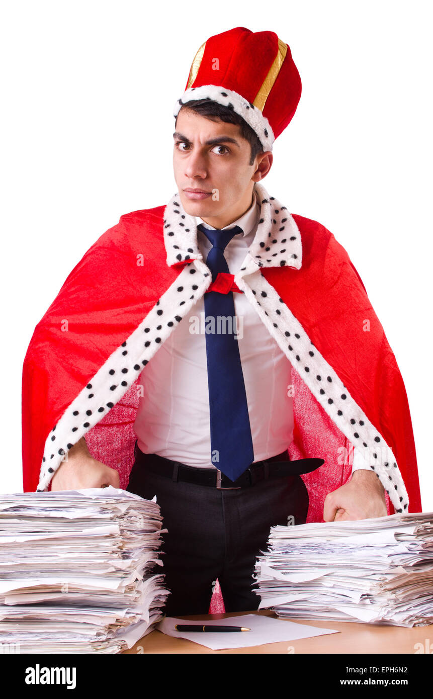 King businessman with lots of paperwork Stock Photo - Alamy