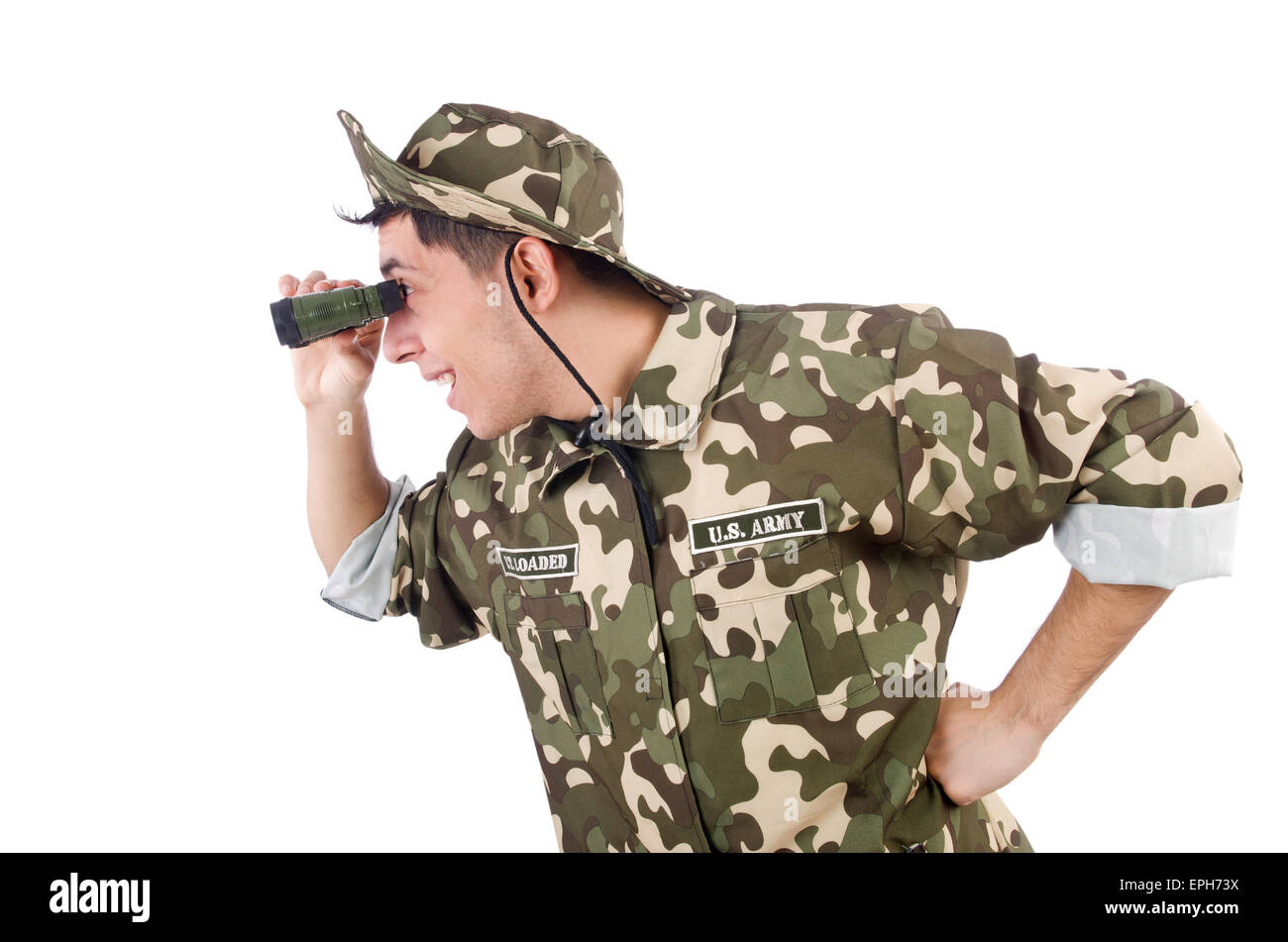 Funny soldier with binoculars hi-res stock photography and images - Alamy