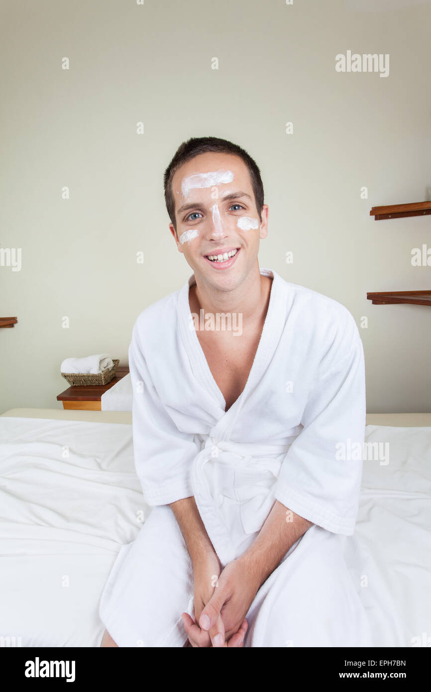 Man with cream in his face Stock Photo - Alamy
