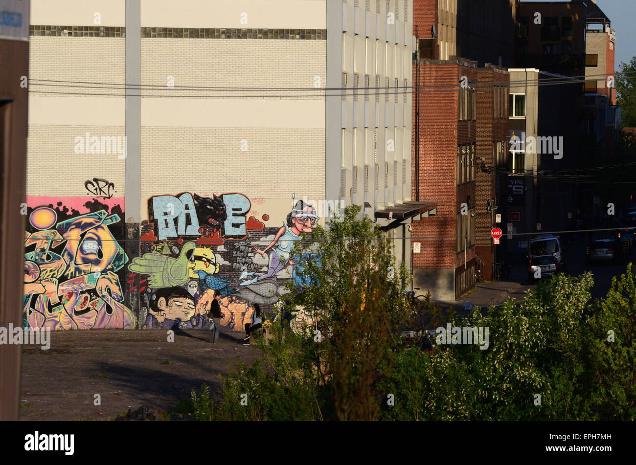 graffiti taken from overpass in Montreal Quebec Canada Stock Photo - Alamy