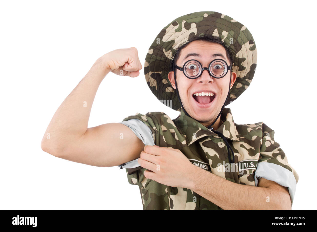 Funny soldier in military concept Stock Photo - Alamy