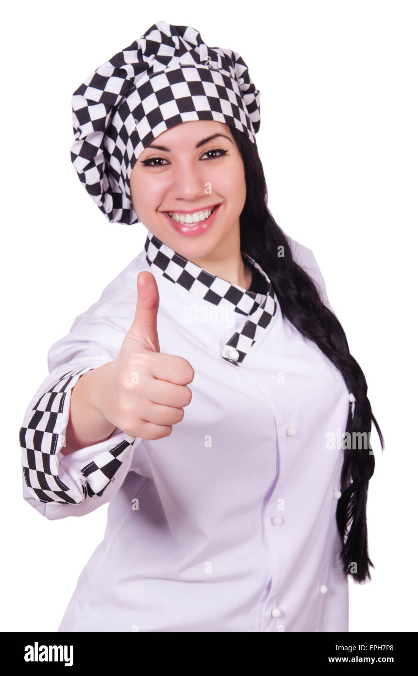 Woman cook isolated on the white background Stock Photo - Alamy