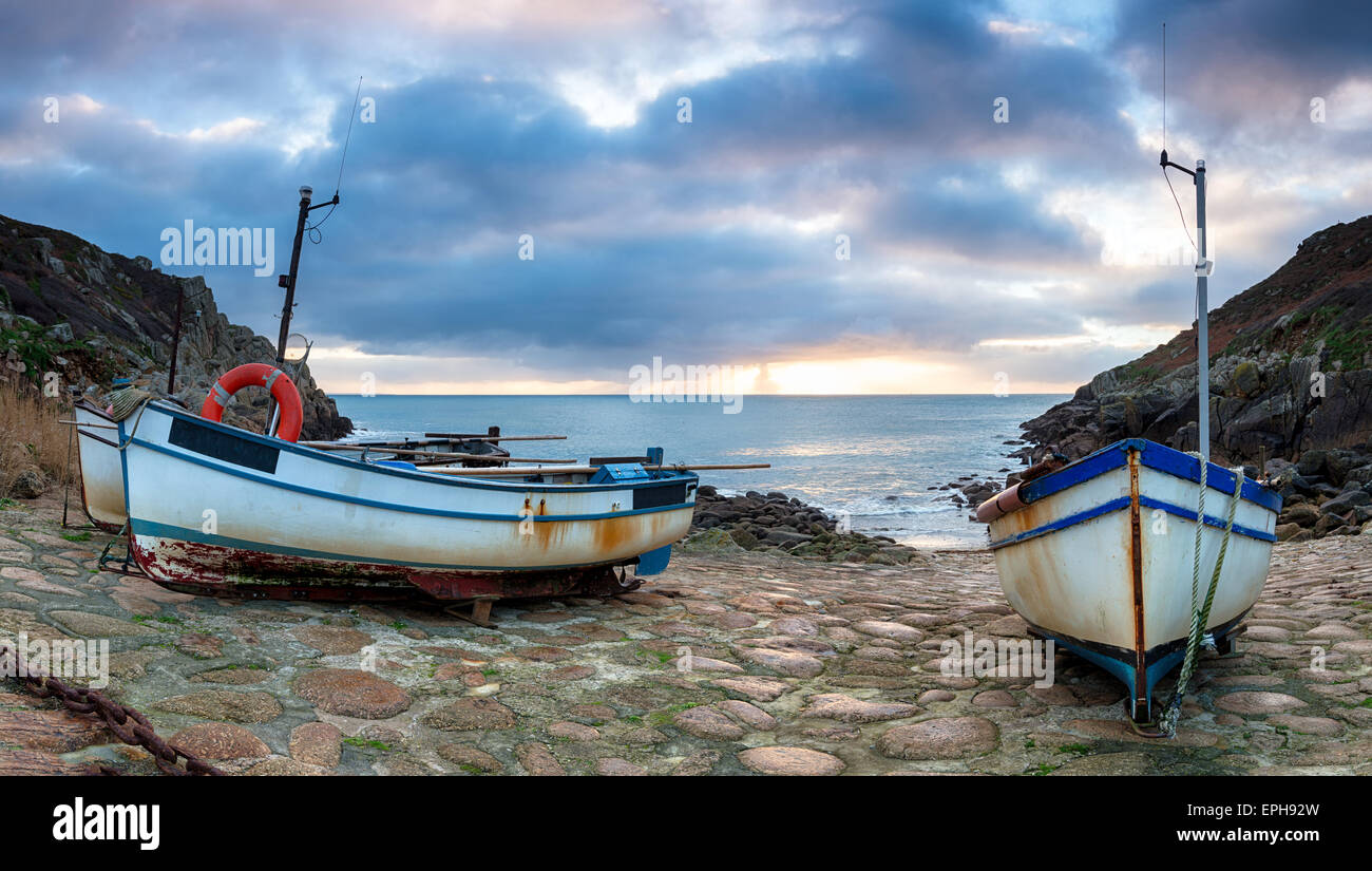 Fishing boats on the South West coast path as it passes through ...