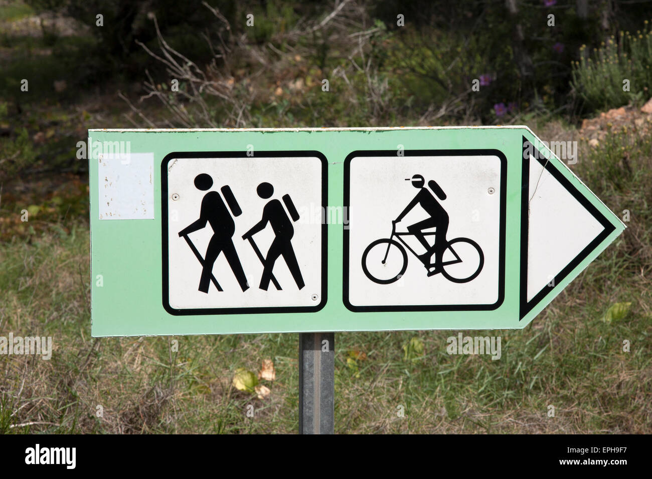 Bike and Walking Tour Sign Stock Photo - Alamy