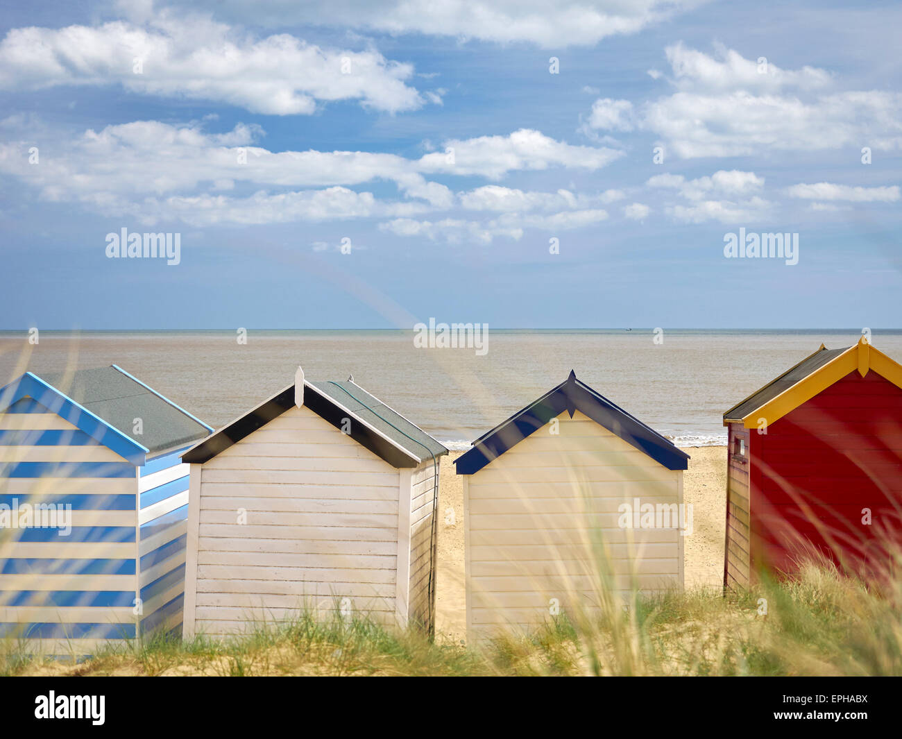 Row white beach huts seaside england hi-res stock photography and ...