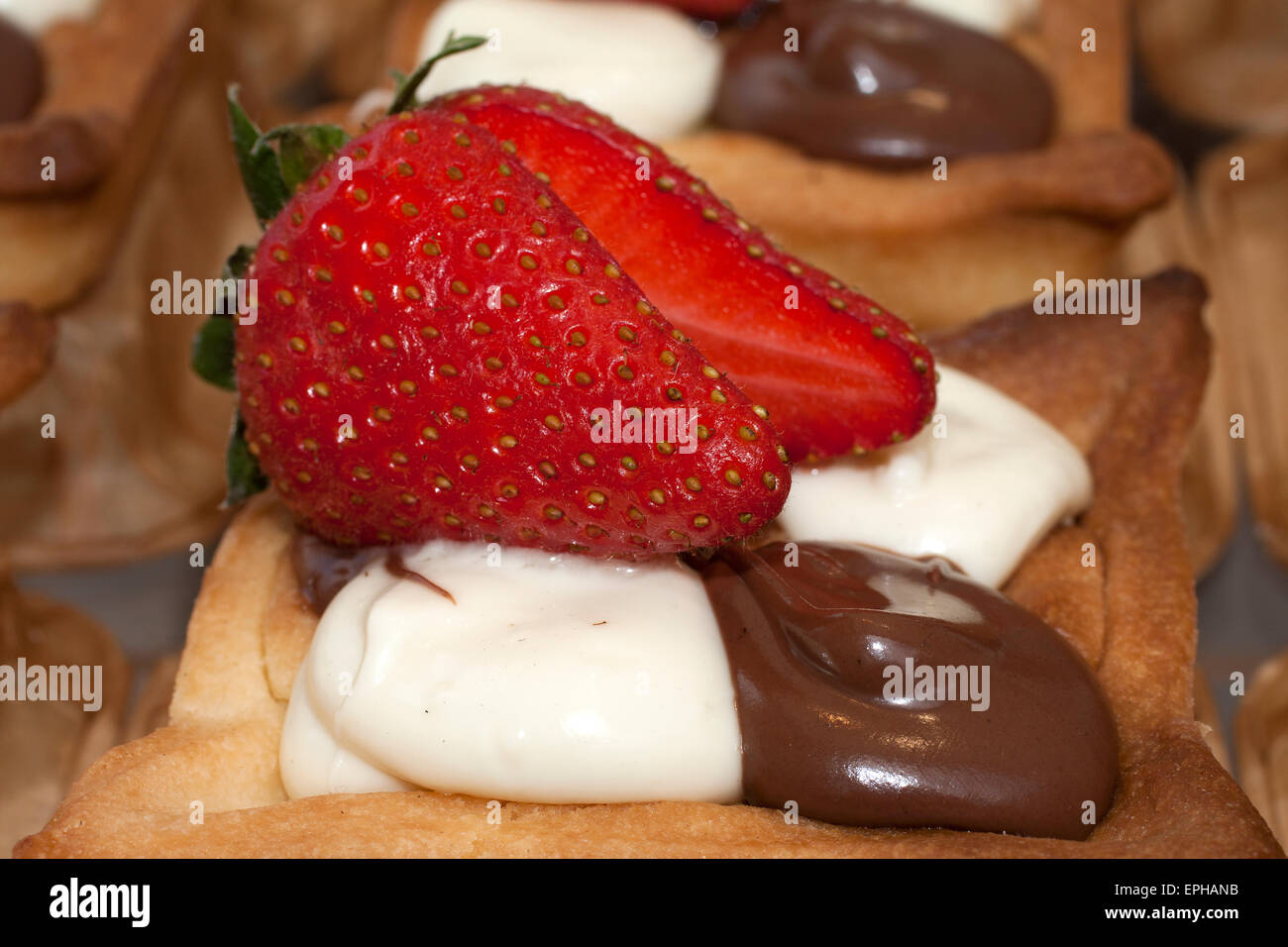 sweet strawberry with cream and chocolate - , dolce con fragole ...