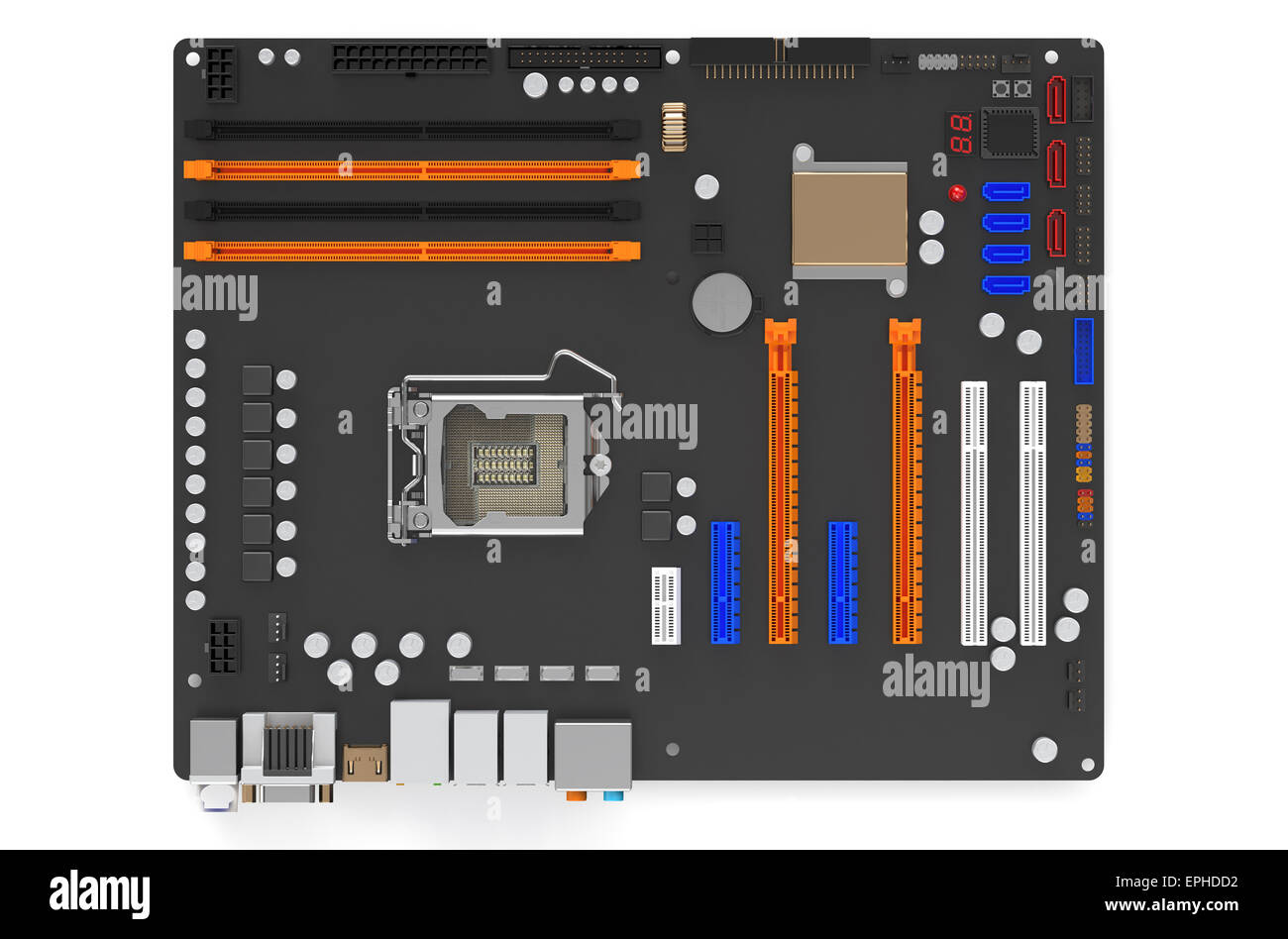 computer motherboard top view isolated on white background Stock Photo - Alamy