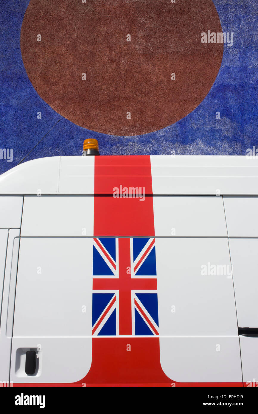 Union jack flag on the side of a white van in south London Stock Photo ...