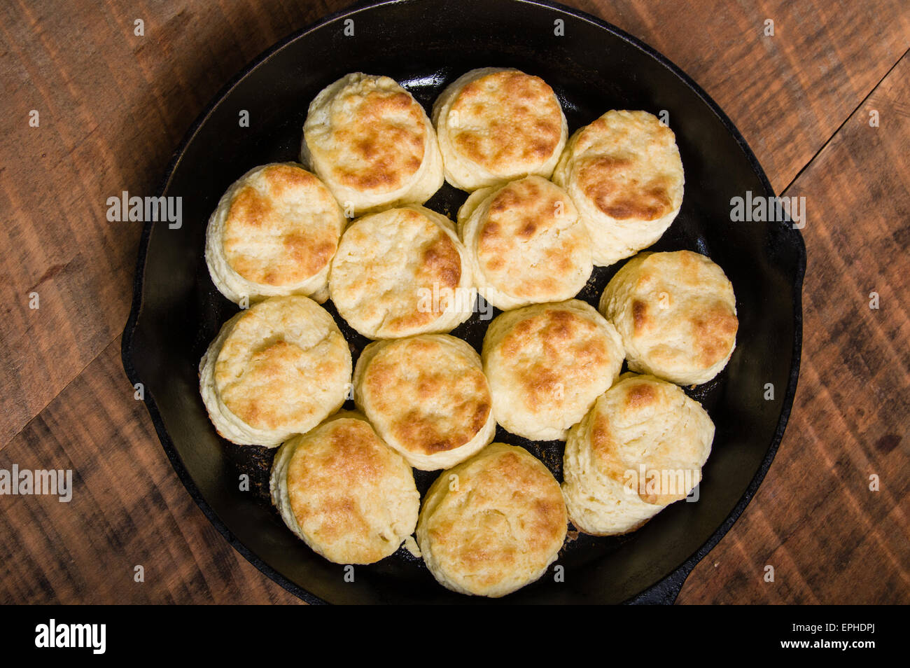 Fresh baked biscuits baked in a cast iron skillet Stock Photo - Alamy