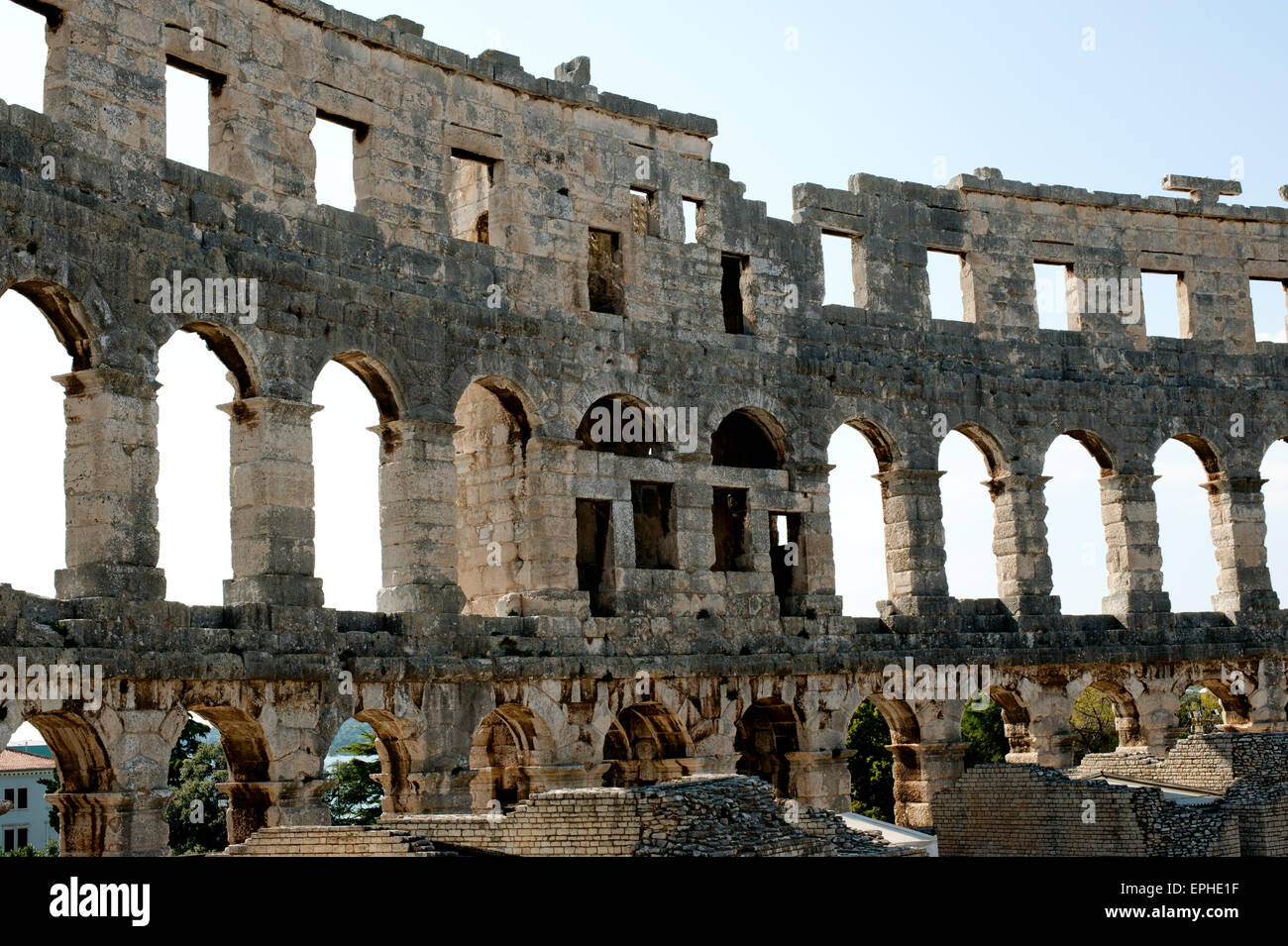Roman Arena in Pula in Istria, Croatia, Europe Stock Photo - Alamy