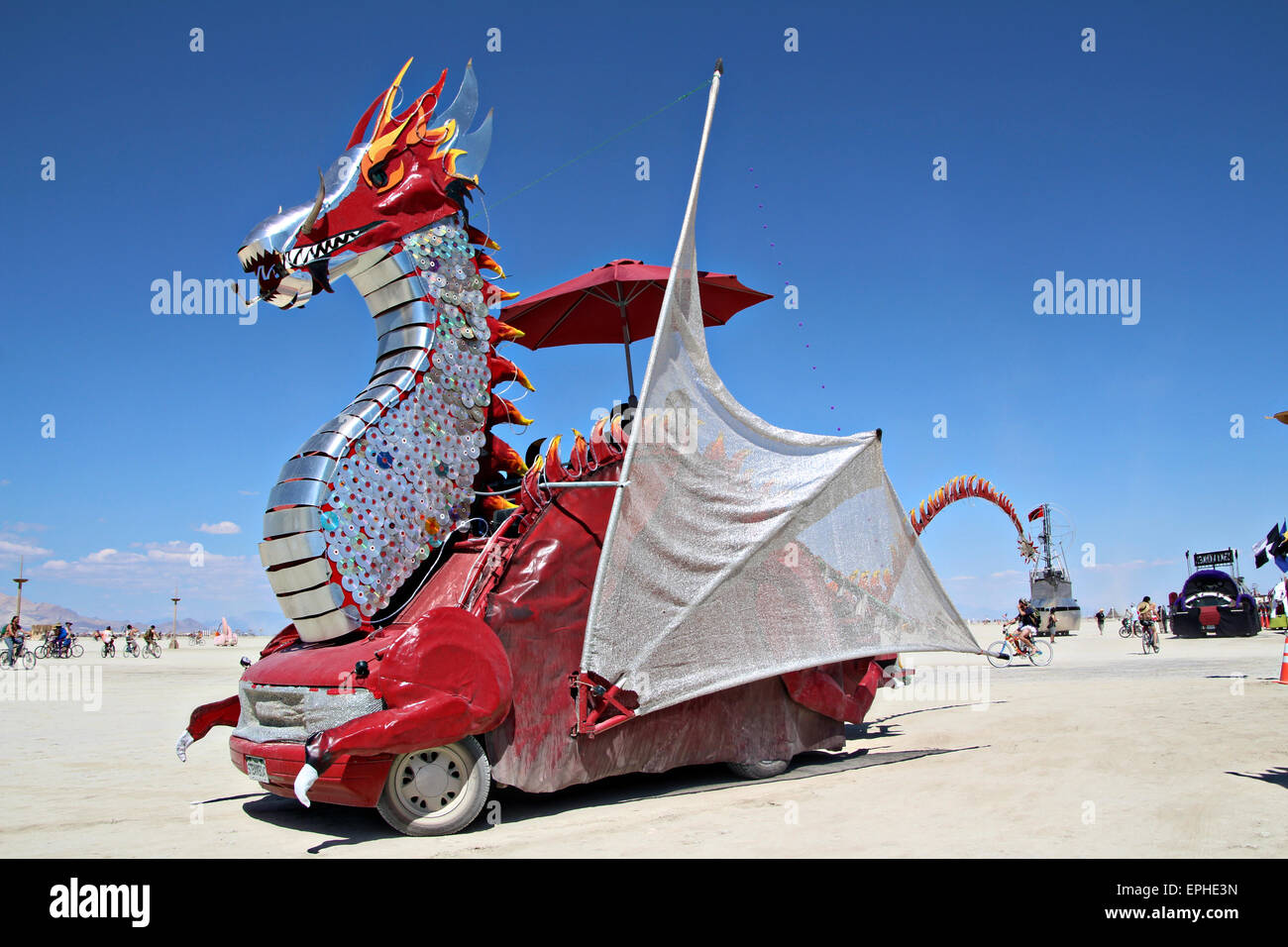 A dragon art car during the annual Burning Man festival in the desert ...